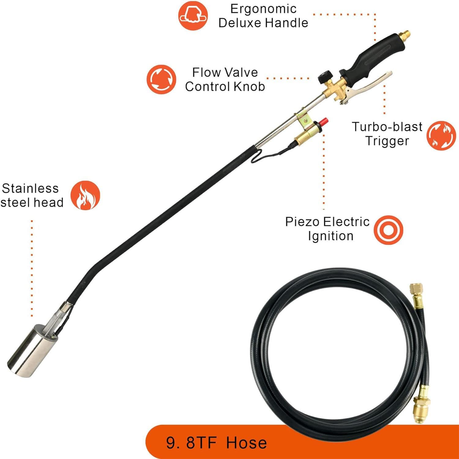 CAMPFIRE Propane Torch Weed Burner with Integrated Flame Control Valve ...